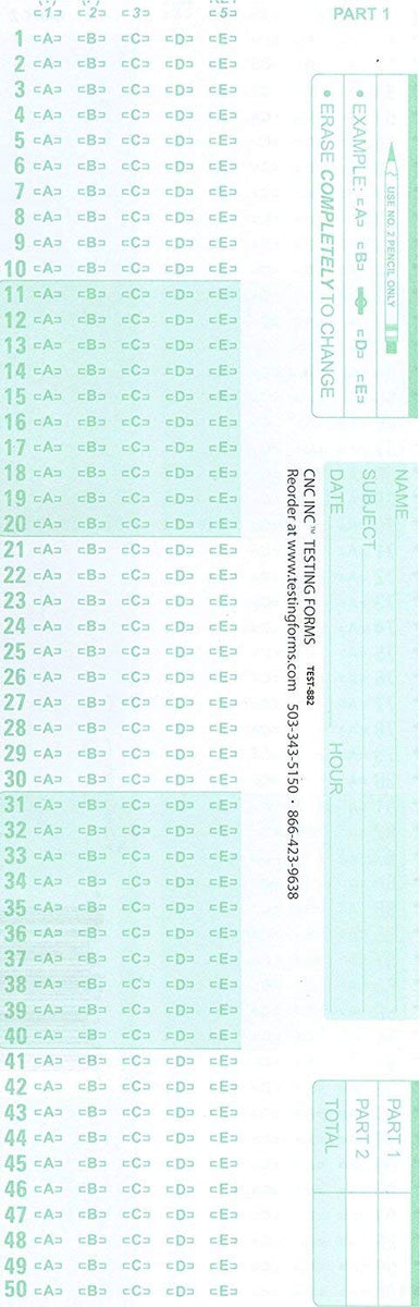 Scantron Compatible Testing Forms For Canada (Free Priority Shipping ...